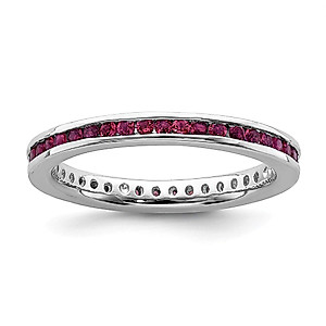 Solid 925 Sterling Silver Stackable Created Ruby Ring Eternity Band Size 9