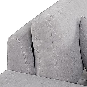 FANYE 2024 Linen Upholstery Pull Out Sleeper Sectional Sofa & Couch W/Stools and Shelves, L-Shaped Corner Upholstered Sofa Couch with 2 Pillows and Reversible Storage Chaise for Living Room