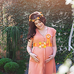 Little Cutie Citrus Maternity Sash Mom to Be & Daddy to Be Corsage Orange Clementine Flower Crown Pregnancy Sash Decoration Autumn Baby Shower Kit Party Favors Pregnancy Photo Prop Gift