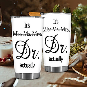 BECHUSKY It's Miss Ms Mrs Dr Actually Tumbler, Dr Actually Coffee Tumbler, Dr Tumbler, Doctor Tumbler, Phd Graduation Tumbler, Phd Tumbler, Doctorate Degree Mug, Dr Cup Gift Friend Men Women White