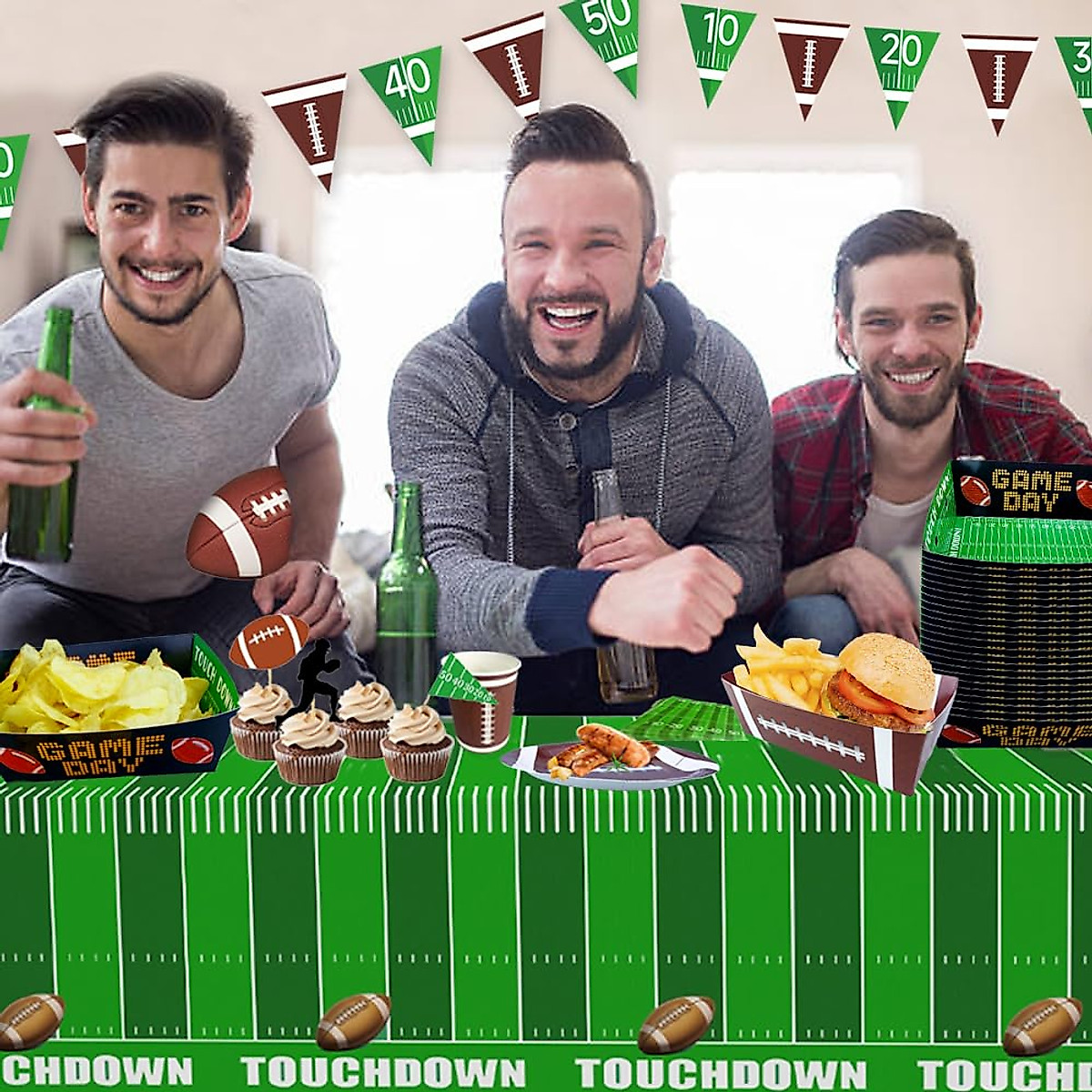 AcpopbM Football Party Supplies, 50PCS Football Party Favors Football Paper Snack Tray Disposable Serving Food Boats for Football Birthday Party Superbowl Decorations