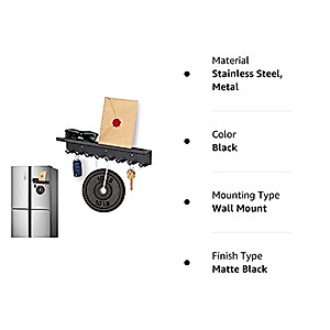 Volnamal Magnetic Key Holder for Wall Decorative - Premium Magnets Wall Mounted Key and Mail Organizer, Adhesive Key Rack Hanger for Entryway, Refrigerator with 8 Hooks(Black)