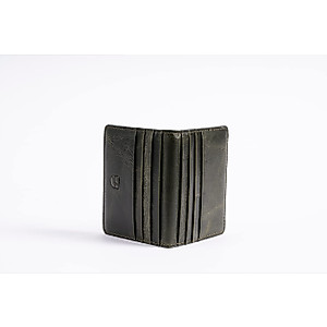 PELLE BORSETTA Crazy Genuine Leather Credit Card Holder Wallet For Men Slim Minimalist Cash 0rganizer Small Best Gifts (Green)