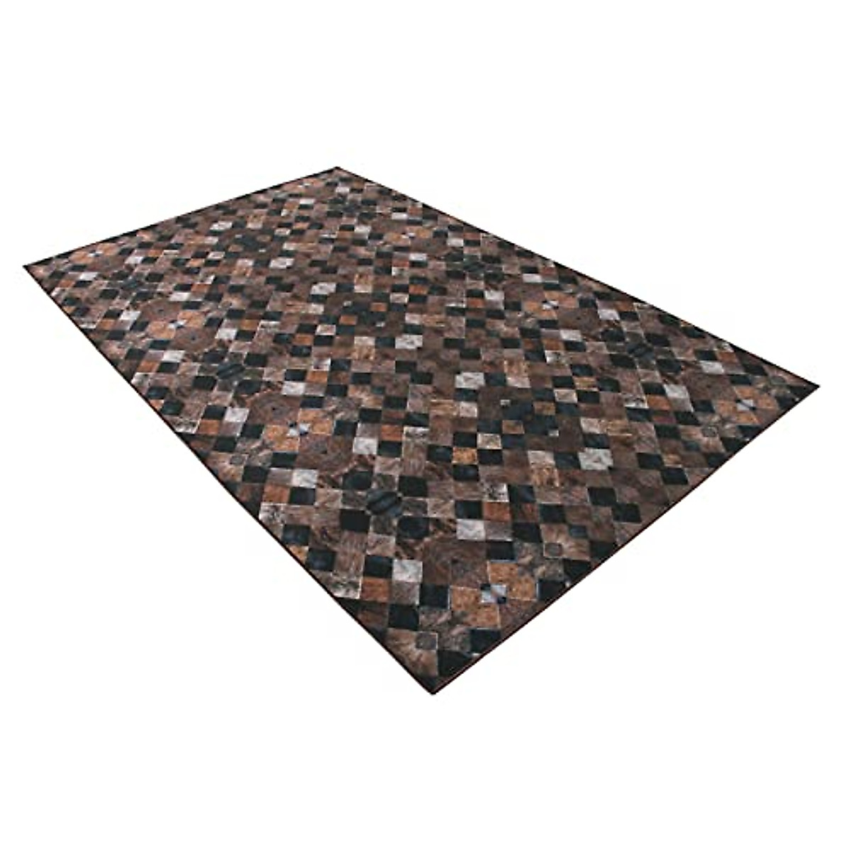 Faux Cowhide Contemporary Area Rug 6x9 Patchwork Heirloom Frescoes Polyester Rug with Cotton-Canvas Backing
