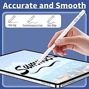 Stylus Pens for Touch Screens, Universal Fine Point iPad Pencil with Magnetic Cap for iPad, iPhone, Android, Tablet and Other Capacitive Touch Screen, Stylus Pen for iPad in Writing (White)