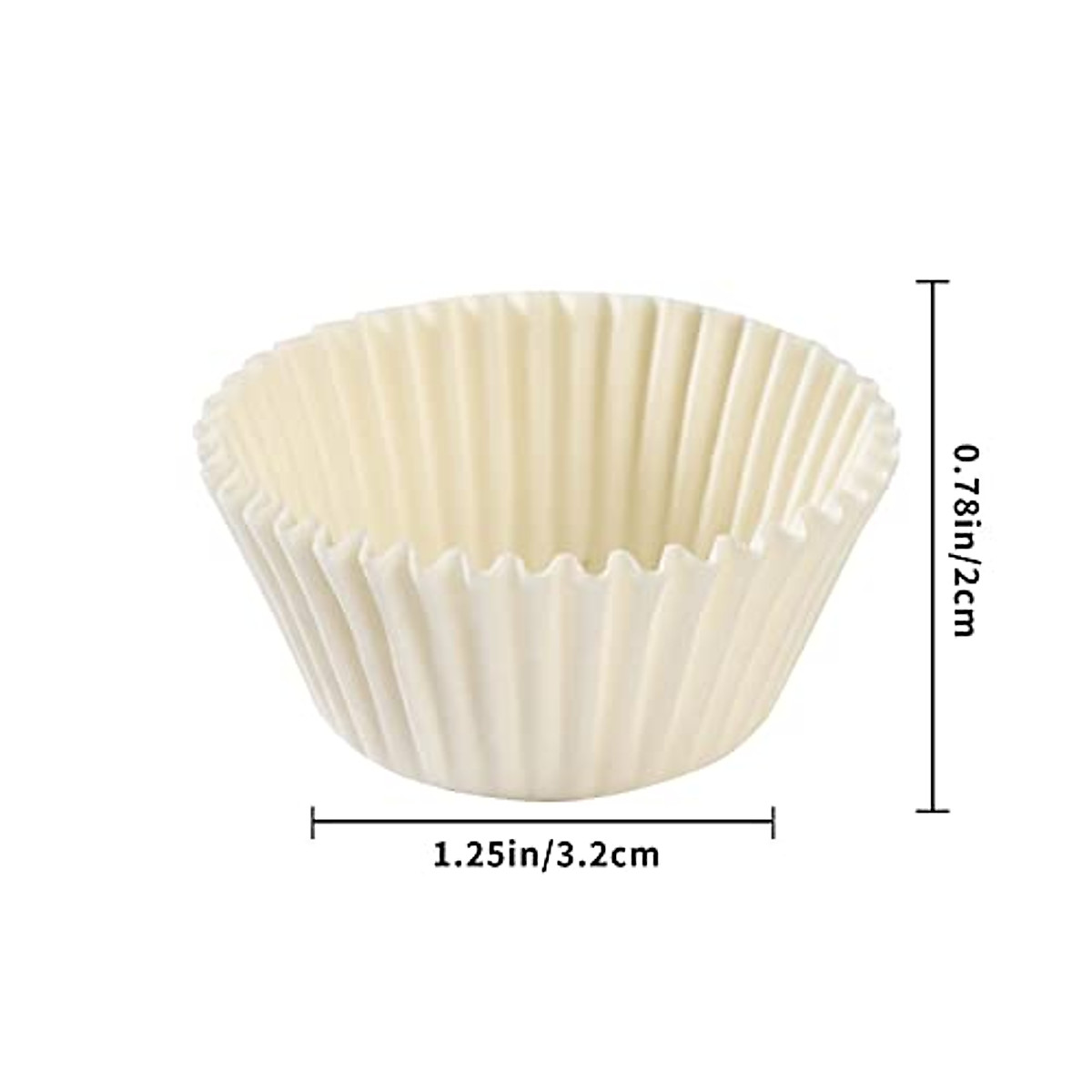 1200 Pieces Mini Paper Cupcake Liners 1.25 inches Baking Cups Wrapper Muffin Paper Cups for Holiday, Baby Shower, Birthday Party, Weddings (1.25 inch, White, Brown)