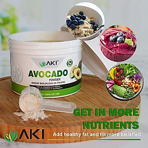AKI Avocado Superfood Powder (6oz/170g) - Rich in Nutrients, Vitamins, Omega 3 & Antioxidants - Ideal for Smoothies, Yogurt or Milkshake Popsicles - Vegan & Non-GMO