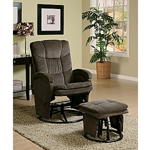 Coaster Furniture Reclining Glider with Matching Ottoman Chocolate 600159