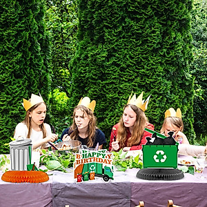 9 Pcs Garbage Truck Birthday Party Supplies Garbage Honeycomb Table Centerpiece Garbage Truck Table Toppers Centerpieces Trash Truck Birthday Party Supplies for Birthday Baby Shower Party Decorations