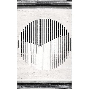 nuLOOM Francesca Machine Washable Contemporary Moon Area Rug, 4' x 6', Grey