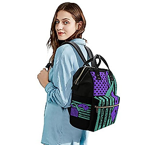Suicide Prevention Awareness Flag Waterproof Mommy Backpack Shoulder Bag Stylish Nappy Daypack For Travel Shopping black-style