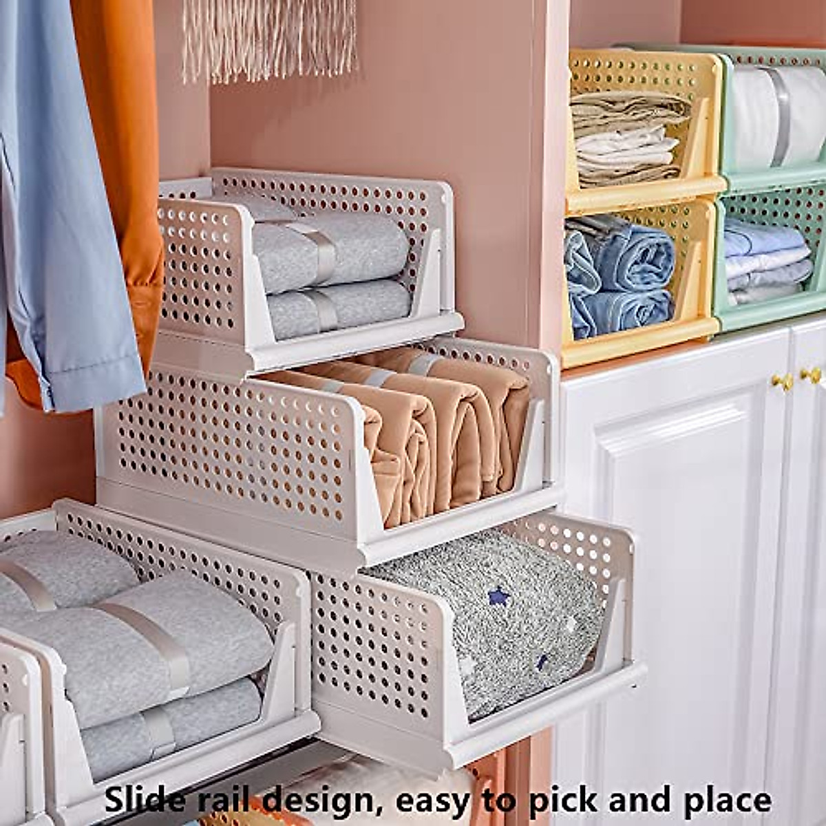 Closet organizers and storage Clothes Storage Bins, closet organizer stackable storage drawers for Office Bedroom Laundry Toys Organization (2 Pack)