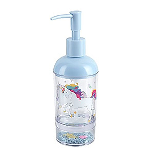 Unicorn Rainbow 3pc Set Lotion Pump/Toothbrush Holder/Tumbler Bath Accessory Set Blue Novelty Plastic