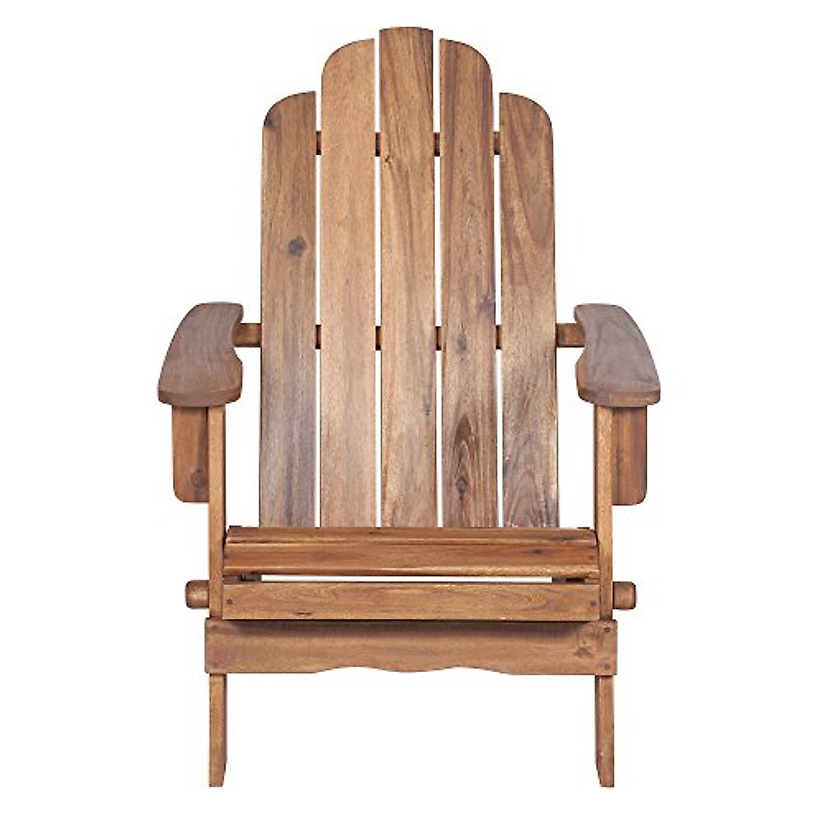 Walker Edison Outdoor Patio Wood Adirondack Foldable Chair All Weather Backyard Conversation Garden Poolside Balcony, Set of 1, Brown