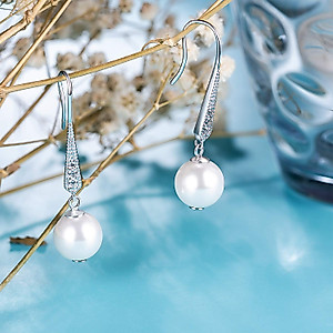 MISSLAN Pearl Earrings 925 Sterling Silver Drop Dangle Earrings for Women Jewelry for Her Women Mother Wife
