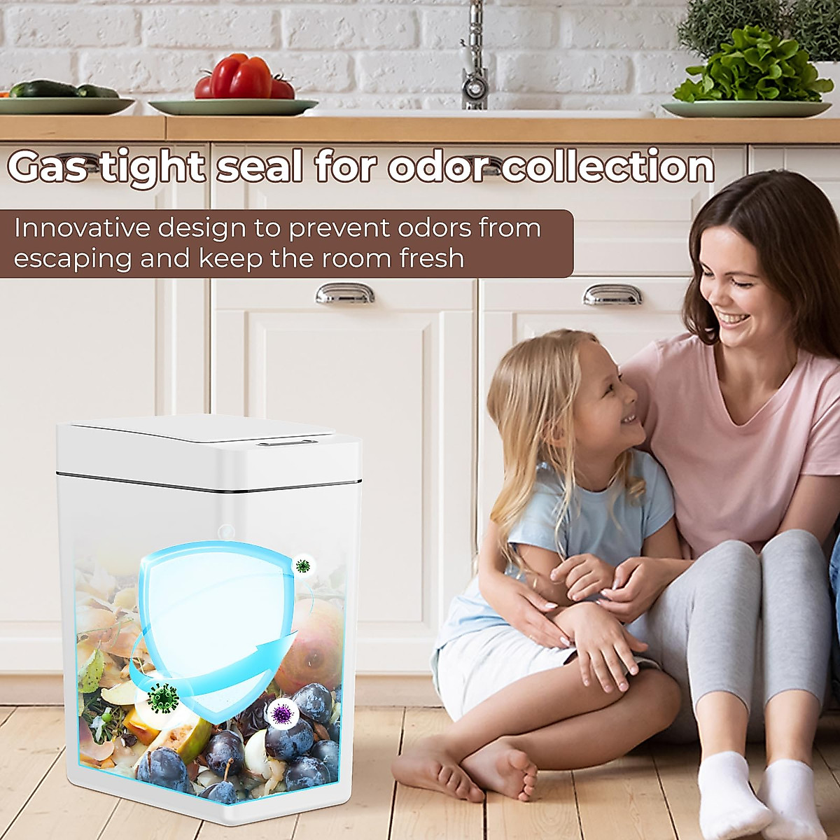 Bathroom Trash Can with Lid 2.4 Gallon Smart with Lid Motion Sensor Trash Can Waterproof Narrow Small Garbage Bin for Kitchen Bathroom Office Living Room