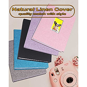 Mini Photo Album 208 Vertical Photos - Linen Cover, Photo Album Compatible with K-pop Photocards, Fujifilm Instax Mini Film 7s 8 9 11, Polaroid PIC 300, HP Sprocket, Blue