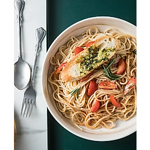 LYEOBOH Serving Bowls for Entertaining, Large Pasta Serving Bowl, 57 OZ., Set of 2 Porcelain Decorative Bowl for Thanksgiving Christmas, Shallow Vegetable Bowls for Fruit, Snacks, Kitchen Prep