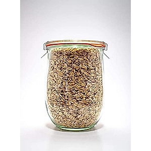 Large Glass Jars for Sourdough - Starter Jar with Glass Lid - Tulip Jar with Wide Mouth - Weck Jars 1 Liter Includes (Cork Lid & Keep Fresh Cover)