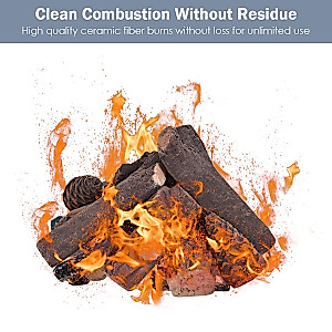 Goplus Ceramic Wood Gas Fireplace Log Set for Ventless, Propane, Gas, Gas Inserts, Vent-Free, Gel, Ethanol, Electric, Indoor, Outdoor Fireplaces and Fire Pits (9 PCS)