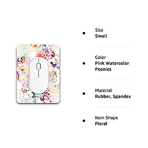 Atufsuat Small Mouse Pad, Mini Pad 6 x 8 In, Thick Rubber Waterproof Mat, Cute Mousepad for Women Men Kids Wireless Laptops Keyboard Tray Home Office Travel, Floral Pink Flowers Multicolor