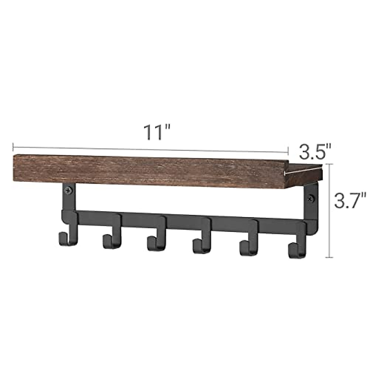 Dahey Key Holder Wall Mount Rustic Modern Key Hanger Rack for Wall Mail Holder with Wood Floating Shelf with 6 Hooks Decorative Key Hanger for Entryway Living Room Bedroom Bathroom Home Decor