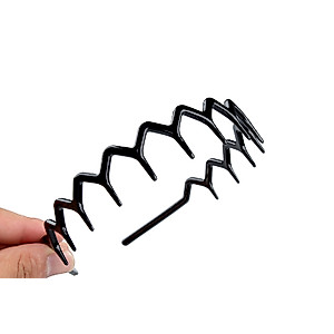 KALIYOTO Set of 2 Zig Zag Black Plastic Sharks ToothHair Comb Headband (2 Black Color)