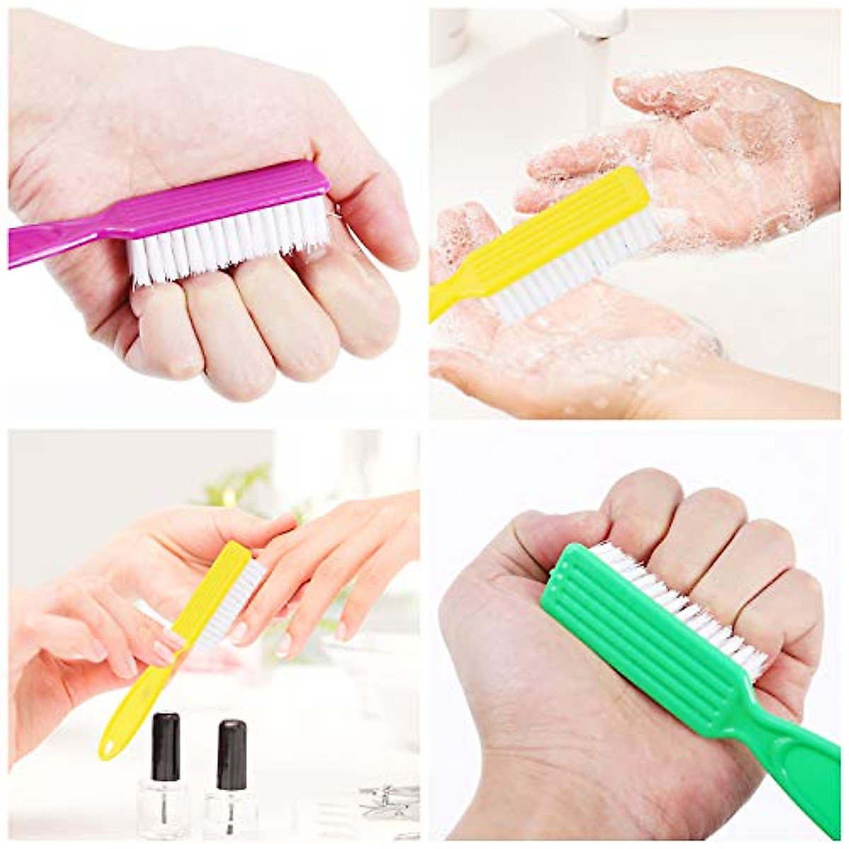 DAYGOS 24pcs Handle Grip Nail Brush - Finger Nail Brushes for Cleaning, Hand Fingernail Scrub Brush Kits for Toes and Nails Cleaner, Long Handle Pedicure Brushes for Men and Women, Multicolor