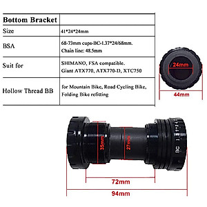 BUCKLOS IXF 104 BCD 30-52T Mountain Bike Crankset -Hollow Integrated MTB 170mm Crank Set- Aluminum Alloy Bike Crankset with Narrow Wide Tooth Chainring Bottom Bracket Bolts (Black/Red).