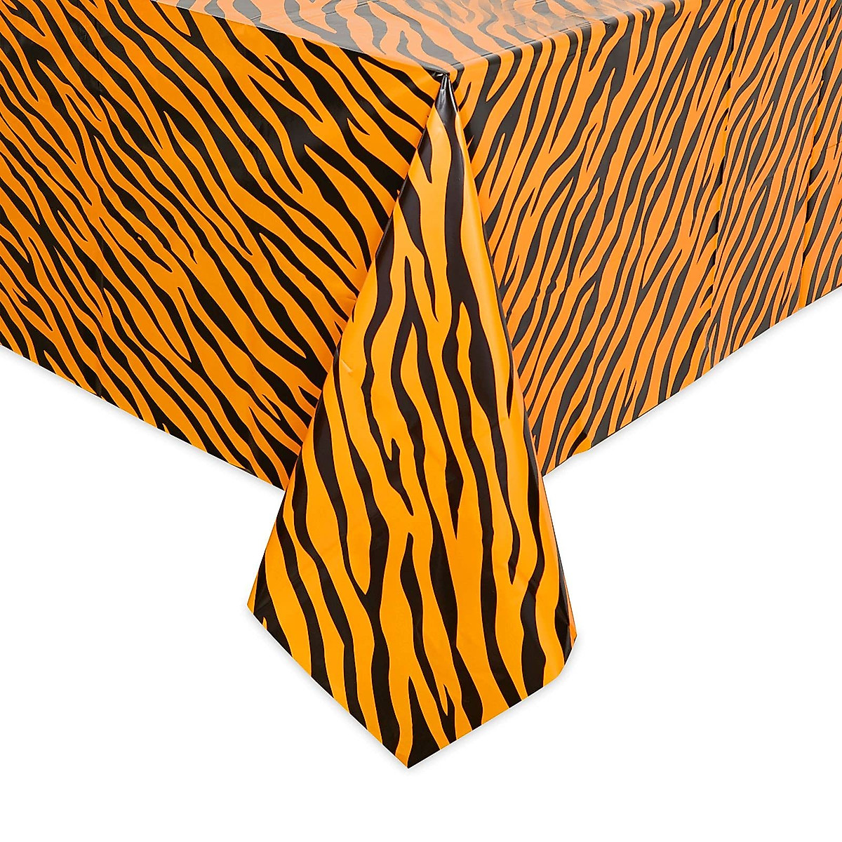 Tiger Print Tablecloths for Jungle Safari Birthday Party (54 x 108 in, 4 Pack)