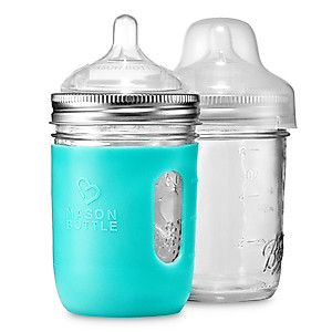 Mason Bottle 8 Ounce Glass Baby Bottles DIY Kit: Convert Your Mason Jars from Home, Non-Toxic, BPA and BPS Free, 100% Made in The USA