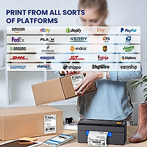 Eyoyo Bluetooth Thermal Label Printer Wireless Shipping Label Printer,4x6 Label Printer,Suit for Small Business & Package, USPS, Etsy, Amazon, Compatible with iPhone, Windows, Android