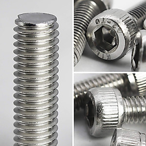 M8 x 60mm 65mm 70mm 75mm 80mm Hex Socket Head Cap Screws Bolts, 304 Stainless Steel, Bright Finish, Fully Threaded, Metric Allen Hex Drive, Assortment Kit 10PCS