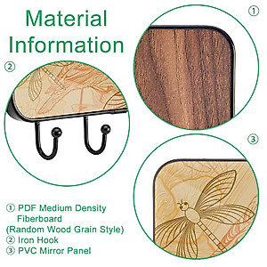 Personalized Adhesive Hooks Towel Hooks Wall Hooks for Kitchen Bathroom Natural Birds & Dragonfly