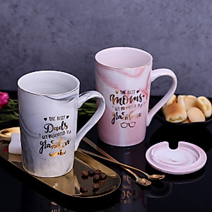 Jumway Grandpa Mugs and Grandma Mugs - Gifts for Grandparents - The Best Dads/Moms Get Promoted to Grandpa/Grandma - New grandparents Pregnancy Announcement Baby shower Coffee Mug 14oz