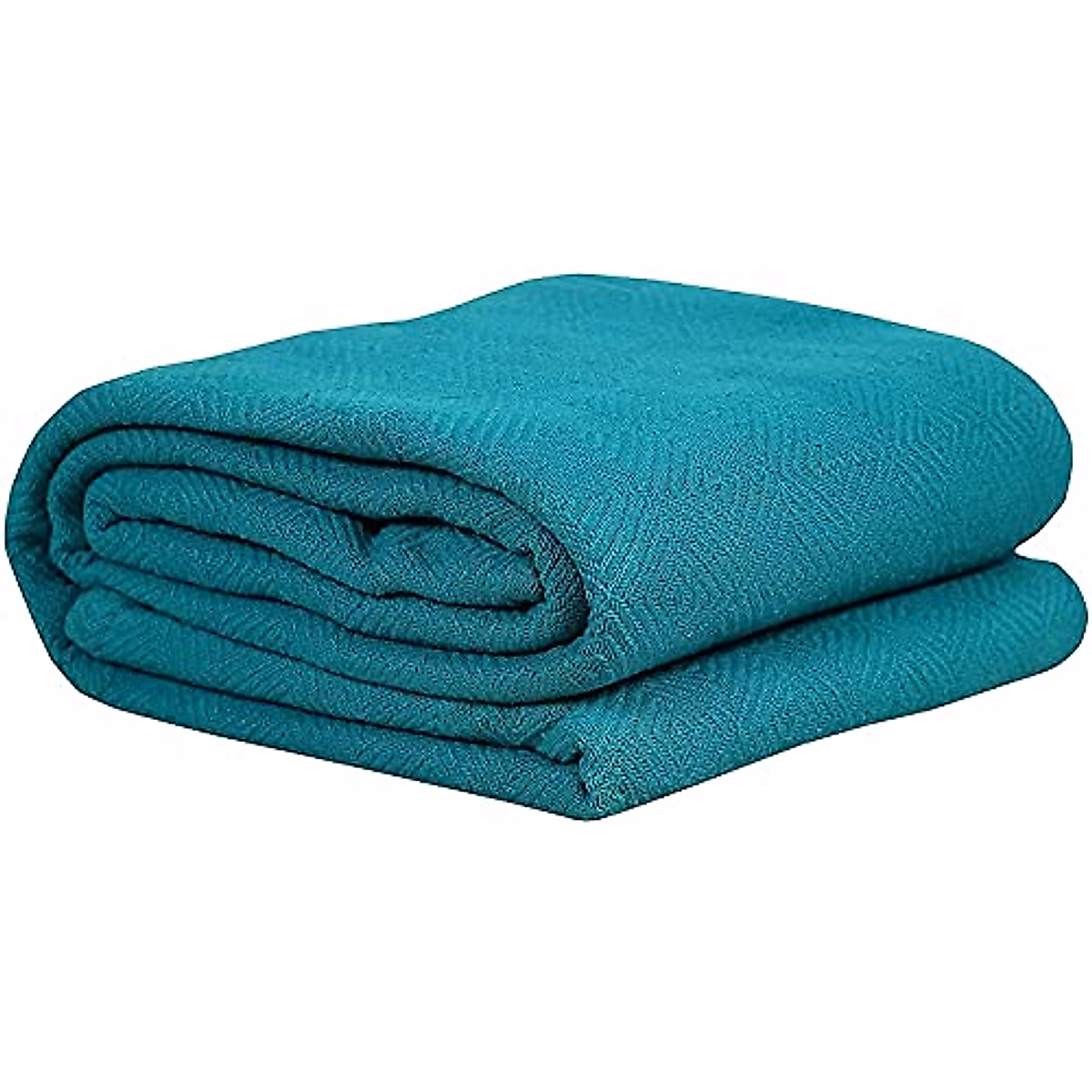 Cotton Throw Blanket Queen Size for Bed - Diamond Weave Blankets, Teal Soft Lightweight Woven Throw Blankets for Couch Bed Sofa Travel 100% Cotton Blankets & Throws - 90x90 inches