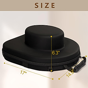 LVKAYCE Travel Hat Carrier Case, Travel Hat Case, Travel-Anti-Pressure Hat Storage Box with Carrying Handle, Shoulder & Luggage Straps, for Cowboy, Panama & Tweed Hats-Large