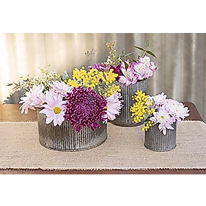 Rustic Tin Vase, Corrugated Sides, 3.25x3.25", Galvanized Metal, 6pk
