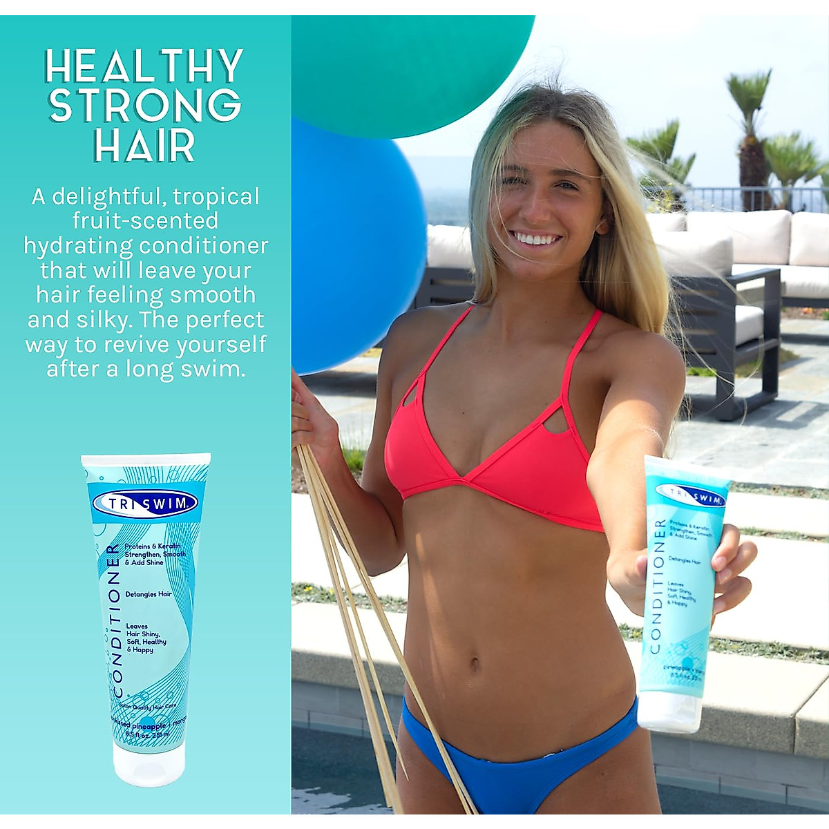 TRISWIM Scented Moisturizing Conditioner, Detangles, and Repairs Chlorine Damaged Hair for Swimmers and Athletes