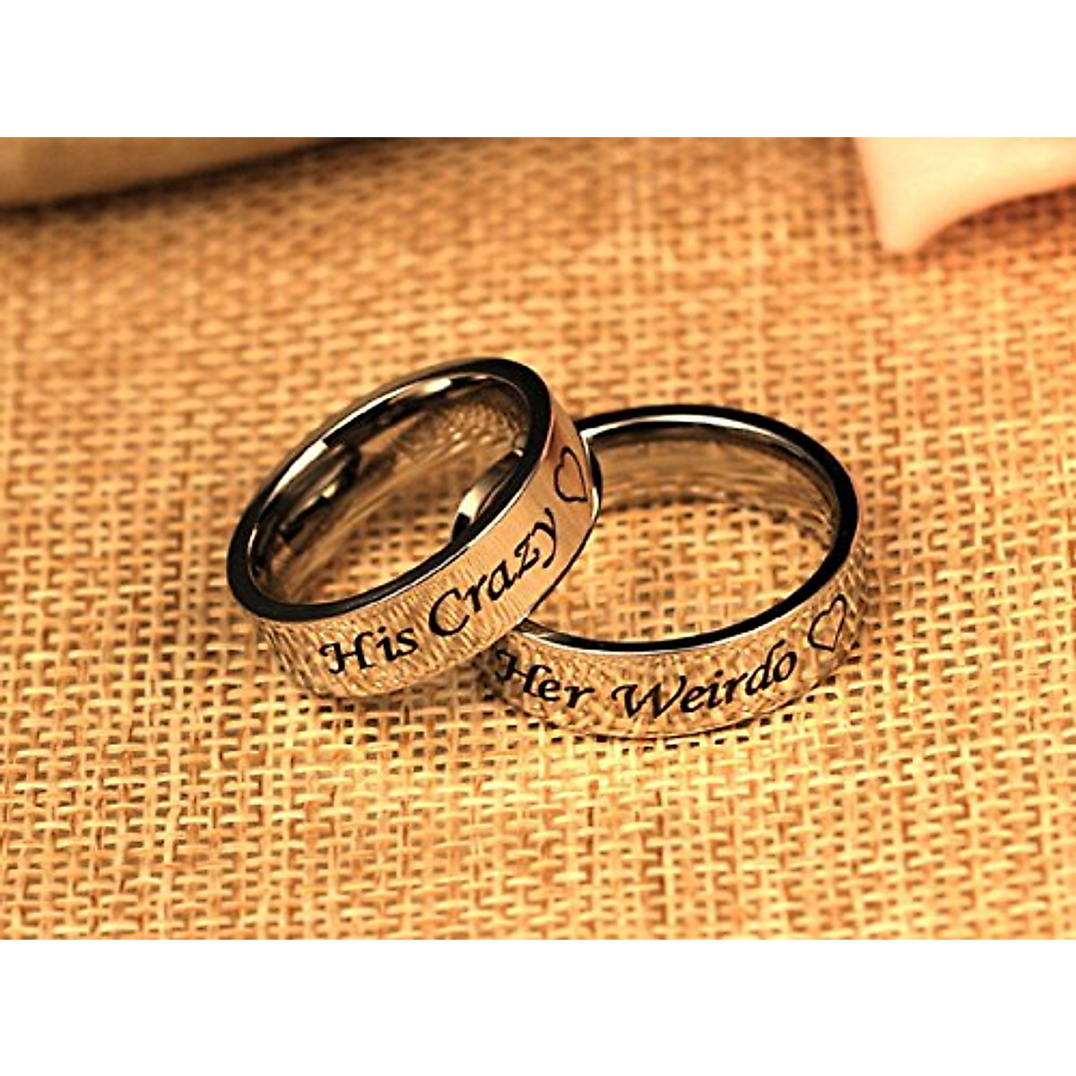 Blowin His Crazy Heart Ring Stainless Steel Engagement Wedding Band for Women (Her Size 9)