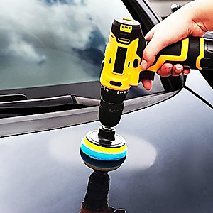 OCR 10Pcs 4 inch Car Polishing Pad Kit, Sponge and Wool Polishing Pad Set with M10 Drill Adapter, Car Buffer Polisher Kit Drill Buffing Kit for Car Polishing,Waxing,Sealing Glaze