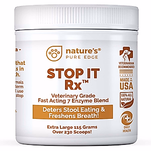 Nature's Pure Edge No Poop Eating for Dogs. Coprophagia Treatment. Digestive Enzyme with Breath Freshener. Stop Eating Poop for Dogs, Stool Eating Deterrent. Extra Large 230 Scoops in Each jar.