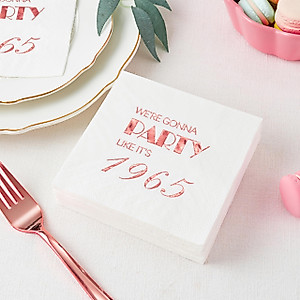 Crisky 60th Birthday Cocktail Napkins Rose Gold for Women 60th Birthday Party Decorations for Cake Dessert Berverage Table, 60th Birthday Party Supplies,50 Pcs Disposable Napkins, 3-Ply