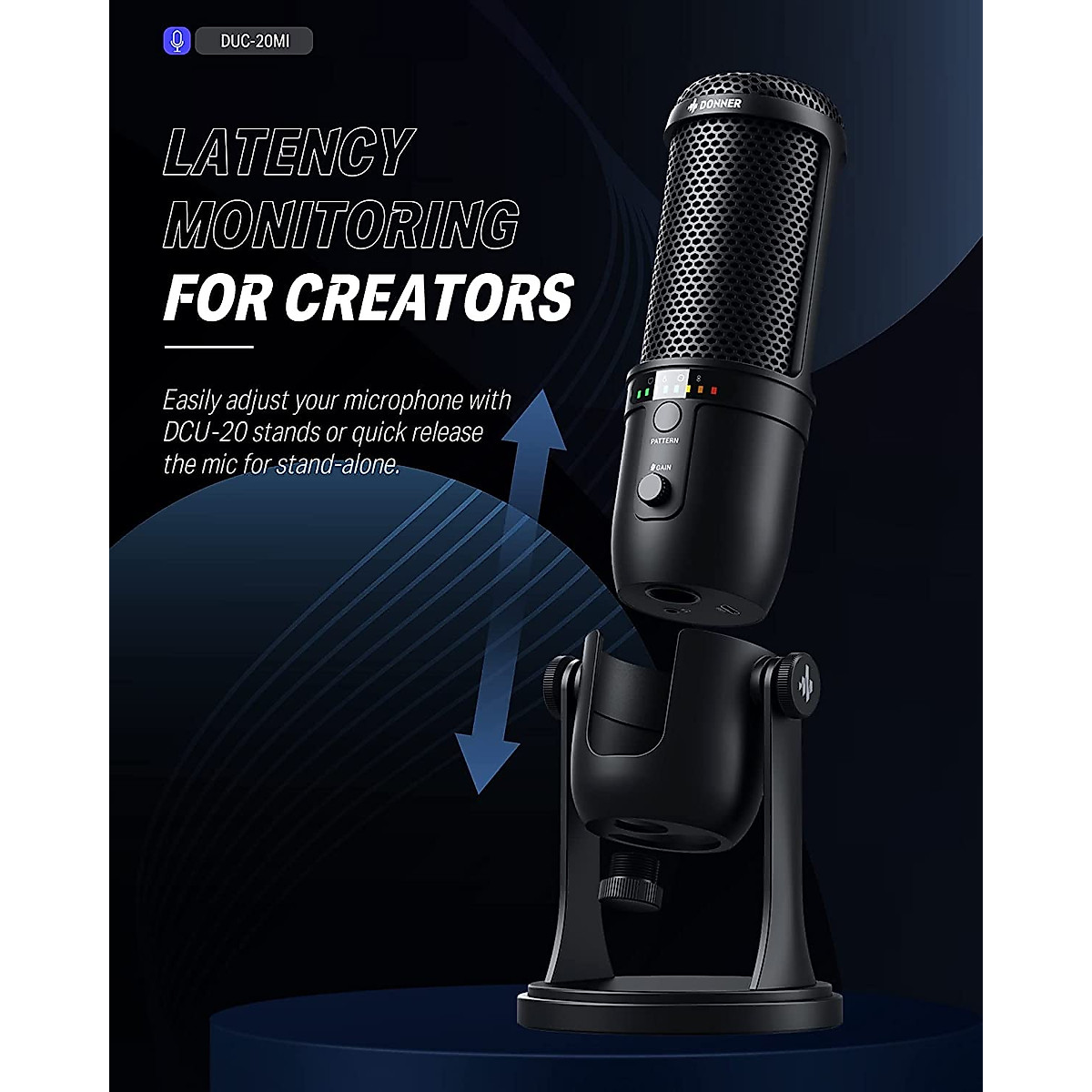 Donner USB Condenser Microphone for PC, PS4/5, USB Microphone with Instrument Interface for Gaming Recording Streaming Podcasting, 4 Pickup Patterns, Compatible with Major Live Broadcast Software