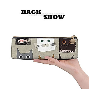 Cartoon Cat Pencil Case Women Pen Pouch Simple Carrying Box for Adult With Smooth Zipper Durable Lightweight for Office Organizer Storage Bag