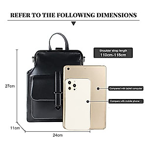 Ynport Leather Fashion Backpack Purse for Women Carry On Backpack Travel Casual Black Shoulder Bag