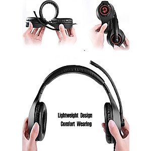SENICC 3.5mm Stereo Headset with Mic,Over Ear Headphones Wired Gaming Headset with Lightweight Design,Noise Cancelling Musical Earphones for Xbox,Cellphones,MP3,Tablets,Laptop,Desktop Computer