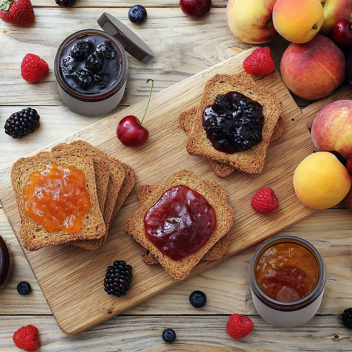 Cornucopia 8oz / 9oz Amber Glass Jars (6-Pack); Straight Sided Cosmetic Jars, Great for Body Butter, Creams, Stash Jars, Etc.