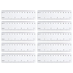 Muka 10 Pcs Bookmark Ruler, 5 Inch Plastic Ruler Measuring Tool-Gloss Clear
