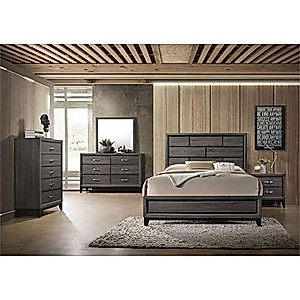 Acme Valdemar Metal and Wood 2-Drawers Nightstand in Weathered Gray